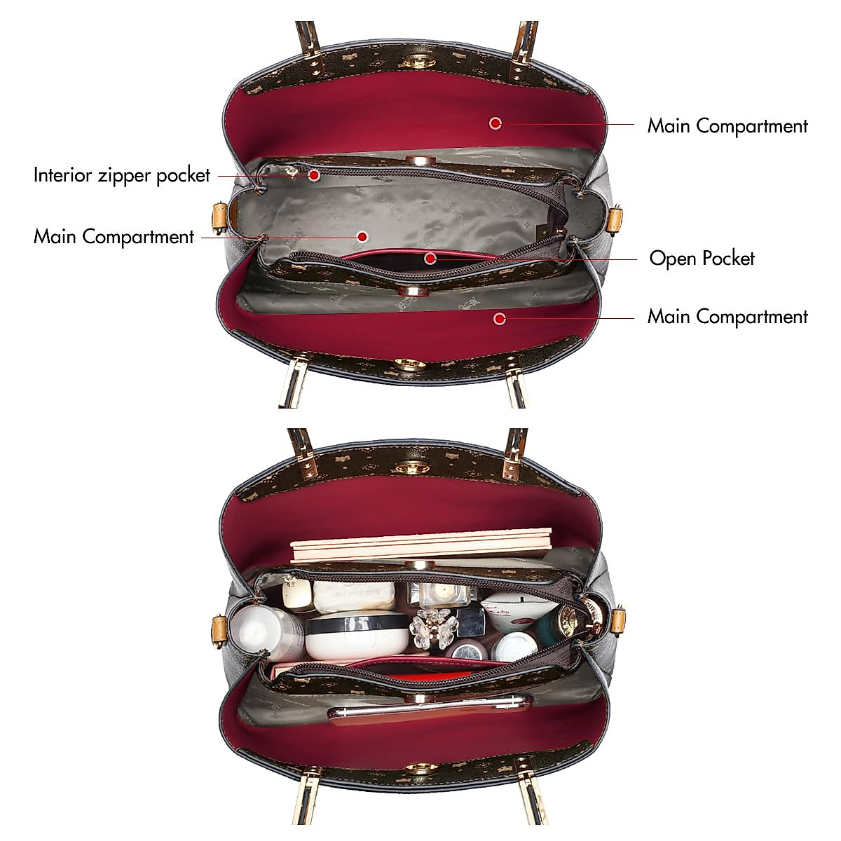 iFOXER PVC Leather Handbags for Women Top-handle Bags (brown)