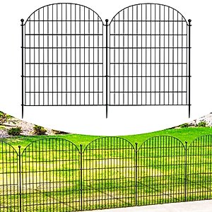 Decorative Garden Metal Fence 5 Pack, 32 in (H) x 11.8 ft (L) No Dig Dog Animal Barrier for Yard, Animal Ground Stakes Fencing for Garden, Patio, Flower Bed