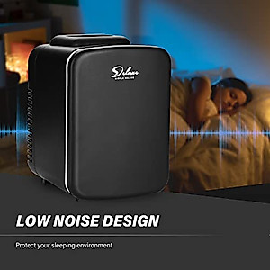 YSSOA 4L Mini Fridge with 12V DC and 110V AC Cords, 6 Can Portable Cooler & Warmer Compact Refrigerators for Food, Drinks, Skincare, Office Desk, Black, Bedroom, Dormitory, Car, Black