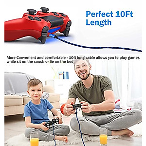 Micro USB Cable 10ft, Android Charger, USB C Cable, 3Pack Extra Long Kindle Fire Charger, udaton High Speed Nylon Braided Micro Fast Charging Cord for Samsung Galaxy S7 Kindle Fire 7 PS4 Xbox LG, Blue