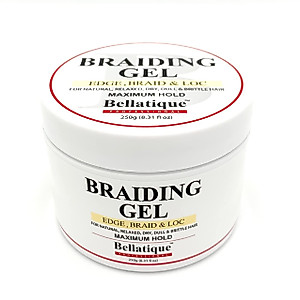 BELLATIQUE Professional Braiding Gel Maximum Hold Gel for All Hair Types (8.81 Oz) - No Flaking, No Whitening, Fast Drying, High Shine, Lasts Up to 48 Hrs