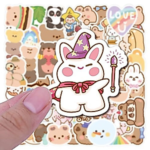 100 Pcs Cute Bear Stickers for Kids, Reusable Vinyl Waterproof Stickers for Laptop, Bumper, Skateboard, Water Bottles, Computer, Phones, Animal Stickers for Kids Teens