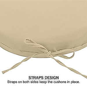 downluxe Outdoor Chair Cushions, Waterproof Round Corner Memory Foam Seat Cushions with Ties for Garden Patio Funiture, 17" x 16" x 2", Khaki, 4 Pack