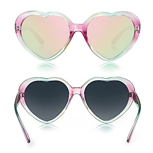 LVIOE Heart Sunglasses for Women, Polarized Heart Shaped Sunglasses with UV Protection Heart Style Retro Glasses for Shopping