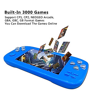 Handheld Game Console, Portable Video Game Console 4.3 Inch 3000 Classic Retro Game Console Pap-KIII , Support GBA / GBC / GB / SEGA / NES / SFC / NEOGEO (Blue)