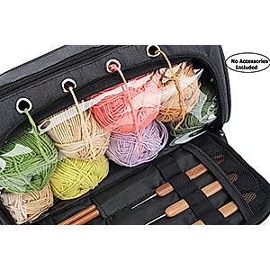 Pacmaxi Yarn Storage Knitting Organizer Lightweight Yarn Storage Bag with Holes Portable Knitting Organizer for Cotton Yarns, Crochet Hooks, Knitting Needles(Up to 10 Inch) (Dark Gray)