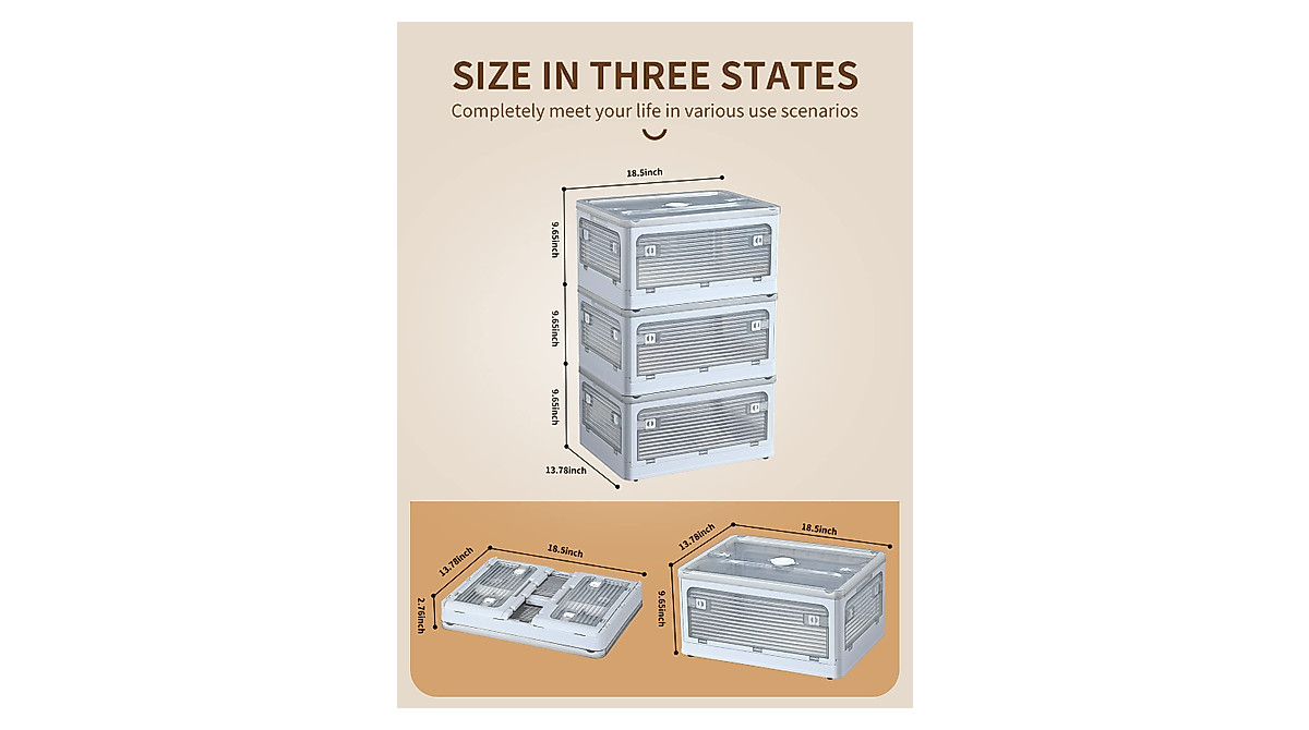 JOYBOS Storage Bins with Lid, 11Gal Collapsible Plastic Storage Bins ...