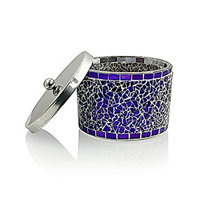 LushAccents Bathroom Accessories Set, 5-Piece Decorative Glass Bathroom Accessories Set, Soap Dispenser, Soap Tray, Vanity Tray, Jar, Toothbrush Holder, Elegant Lavender Mosaic Glass