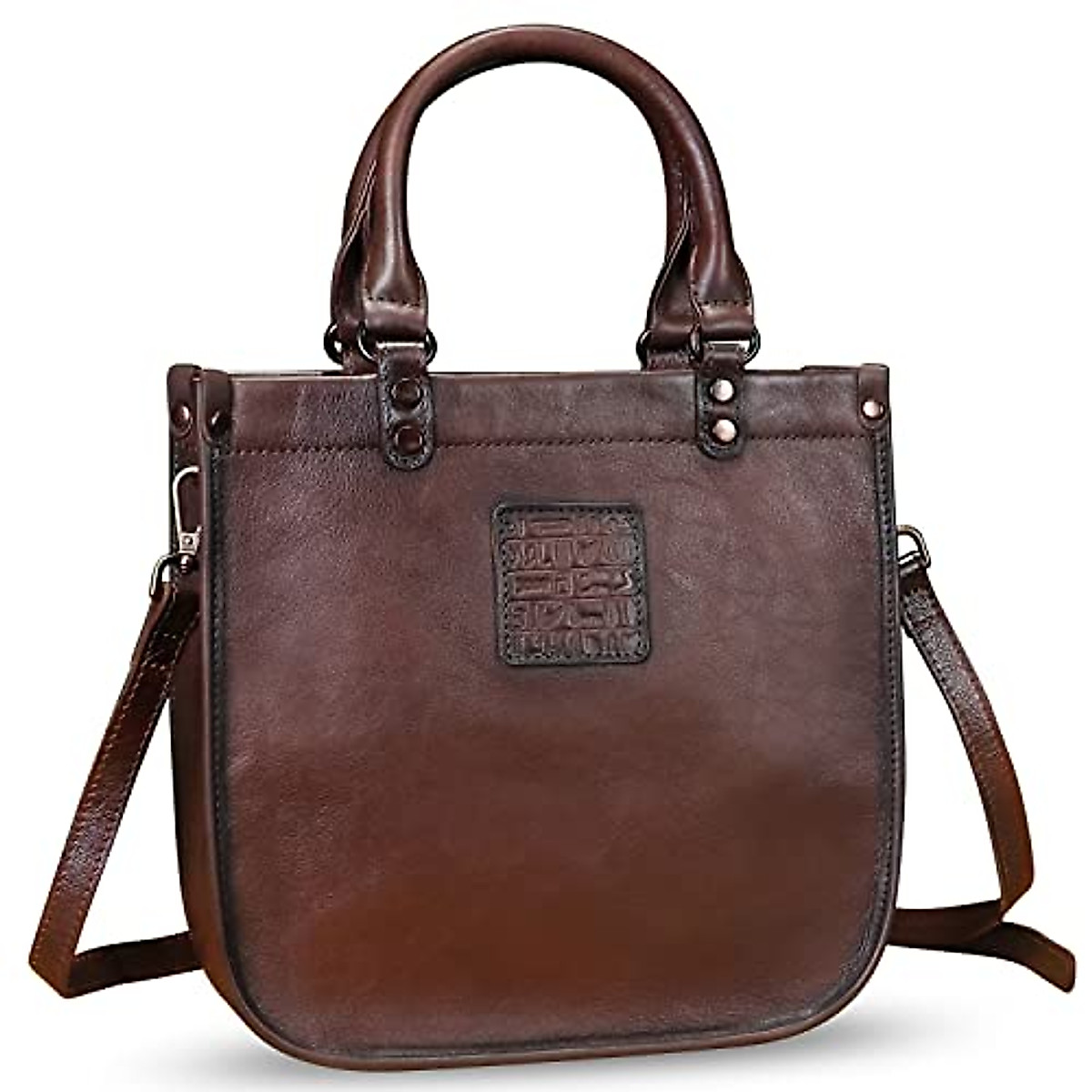 Genuine Leather Top Handle Handbag Purse for Women Vintage Over the Shoulder Bag Handmade Crossbody Satchel (Coffee)