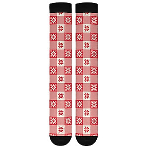 xigua New Year Christmas Checkered Plaid Compression Socks 20-30mmHg Knee High Stockings for Sport Nursing - 1 Pair