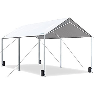 Quictent 10X20'ft Upgraded Heavy Duty Carport Car Canopy Party Tent with Reinforced Steel Cables-White