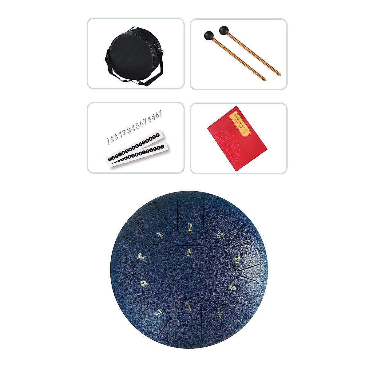 LAOZE Steel Tongue Drum-12 Inch 13 Note Percussion Instrument Lotus Hand Pan Drum with Drum Mallets Carry Bag (6''-8note, Gold)