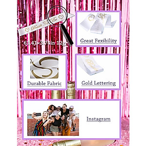 BIEAEIA Bachelorette Party Bride to Be Kit-1 White Double Ribbon Edge Center Cascade Bridal Wedding Veil with Comb,1 Bride to Be Satin Sash, 1 Badge, 1 leg lace. 1 Pink Bride to be glasses