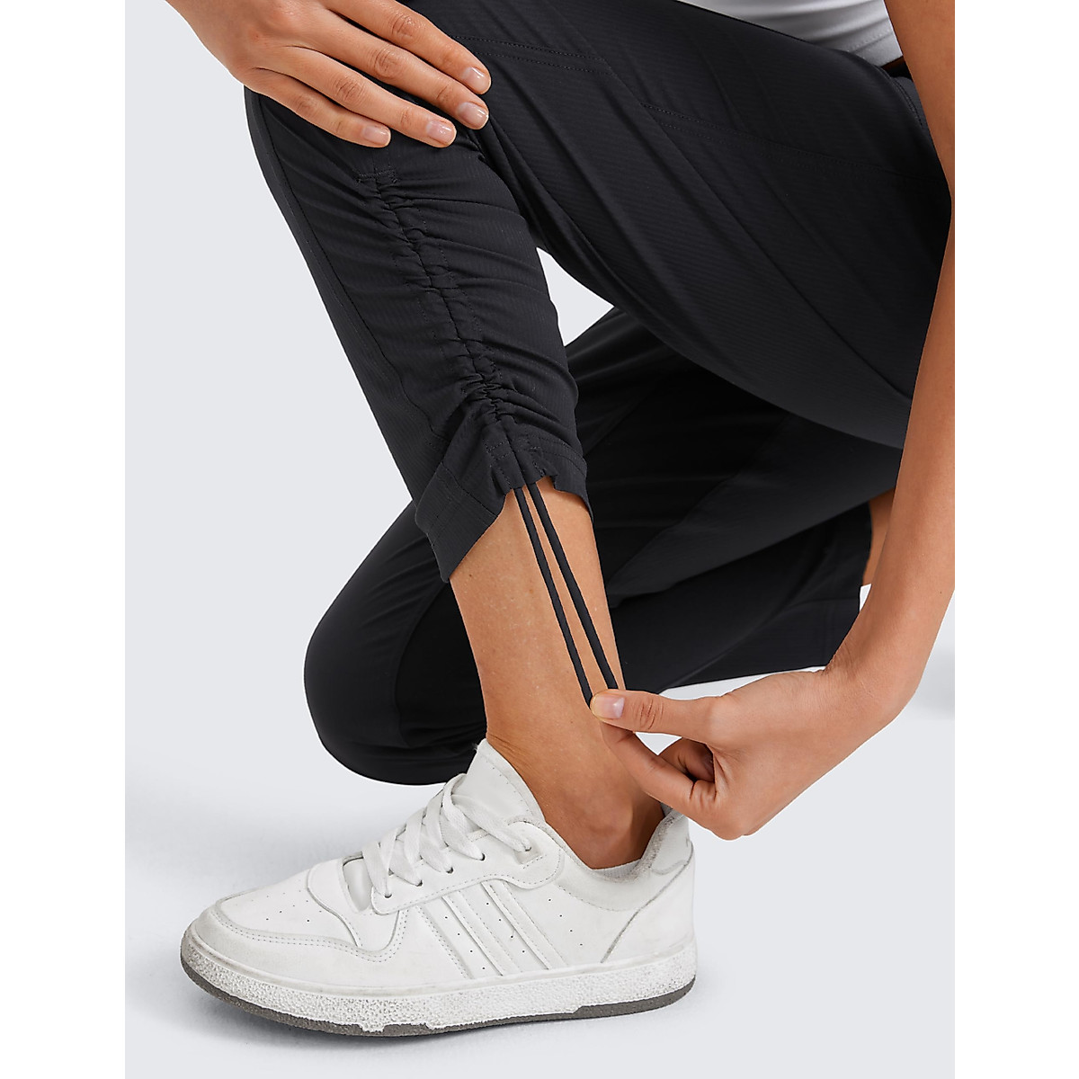 CRZ YOGA Womens Casual 7/8 Pants 27" - Lightweight Workout Outdoor Athletic Track Travel Lounge Joggers Pockets Black X-Small