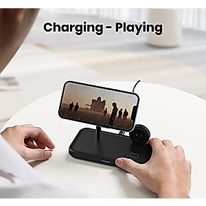 Wireless Charger for Magsafe, GEEKERA 3 in 1 Magnetic Wireless Charging Station for iPhone 14/13/12/Pro/Max/mini, Apple Watch 8/7/6/5/4/3/2/SE/Ultra, AirPods 3/2/Pro with QC 3.0 18W Adapter, Black