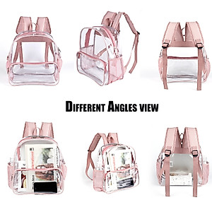 Small Clear Backpack Stadium Approved 12x12x6 Clear Mini Backpack for Girls Women ( Rose Gold )