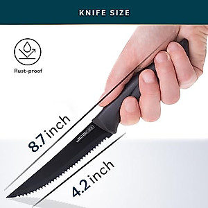Home Hero Steak Knife Set, Steak Knives Set of 6 - Serrated Steak Knives - Ultra-Sharp High Carbon Stainless Steel Knives with Ergonomic Handles