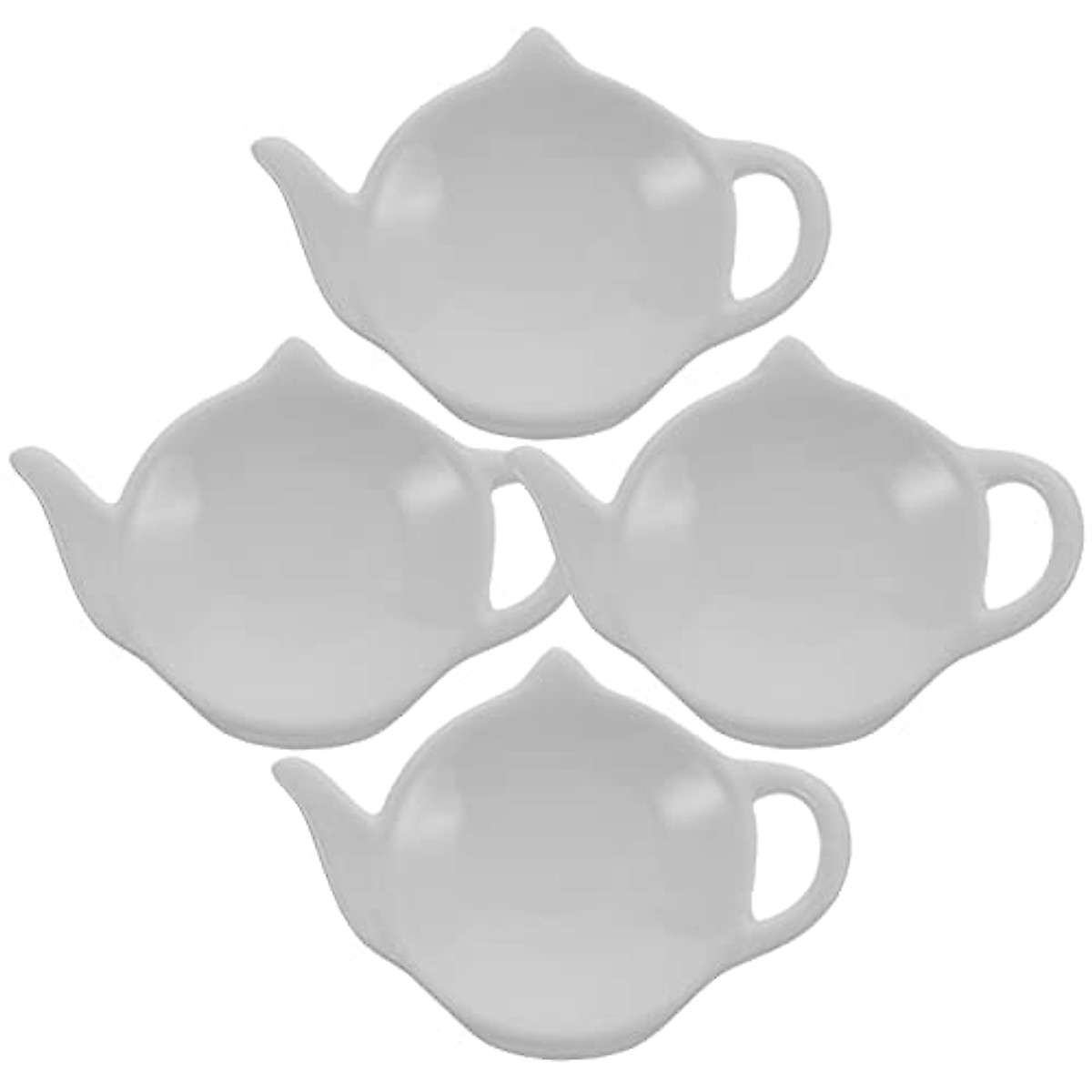 Zerodeko 4pcs Ceramic Tea Bag Saucer Teapot Shape Teabag Coaster Tea Bag Holder Spoon Rests Snack Storage Tray Wasabi Seasoning Dish for Tea Bag for for Soy Sauce Dessert White