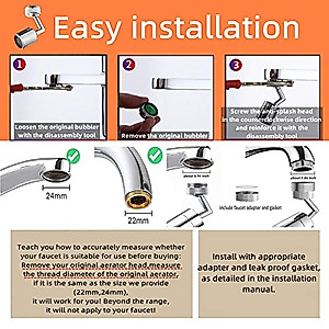 Faucet Extender for Kitchen Sink,720 Degree Swivel Sink Faucet Aerator for Kitchen and Bathroom Water Saving Faucet Sprayer Attachment Moveable Kitchen Tap Head (Two Water Modes) (‎HUICHEN-0002)