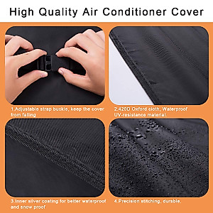 Window Air Conditioner Cover Outdoor, Luxiv Outside Window AC Unit Cover Black Dust-proof Waterproof AC Cover Outdoor Window AC Protection Cover (21Wx16Dx15H)