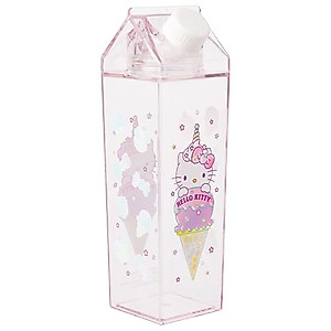 Silver Buffalo Sanrio Hello Kitty Plastic Milk Carton Bottle, 16.2 Ounces