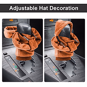 ZHSMS Gear Shift Hoodie, Universal Car Gear Shift Knob Cover, Funny Sweater Shifter Hoodie, 4.7 Inch Gear Stick Hoodie Protector Decoration(Khaki)