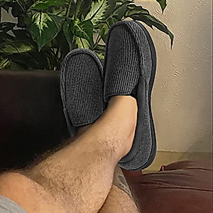 ULTRAIDEAS Men's Carver Slippers Moc Loafer House Shoes Memory Foam, Charcoal Grey, 12 US