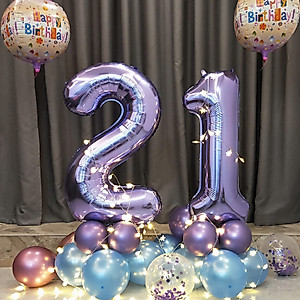 40 Inch Purple number Helium Foil Birthday Party Digit Balloons (Purple 1)
