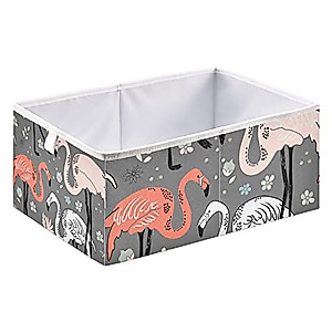 Birds Flamingo Flowers Storage Basket Storage Bin Rectangular Collapsible Toy Bins Clothes Toys Bin Organizer for Makeup Closet Bathroom Bedroom
