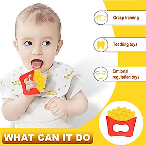 Teething Toys for Babies Soothe Teething Pain and Itching Gums, Food Grade Silicone Teethers for Babies 0-6 Months/6-12 Months, (Fries)