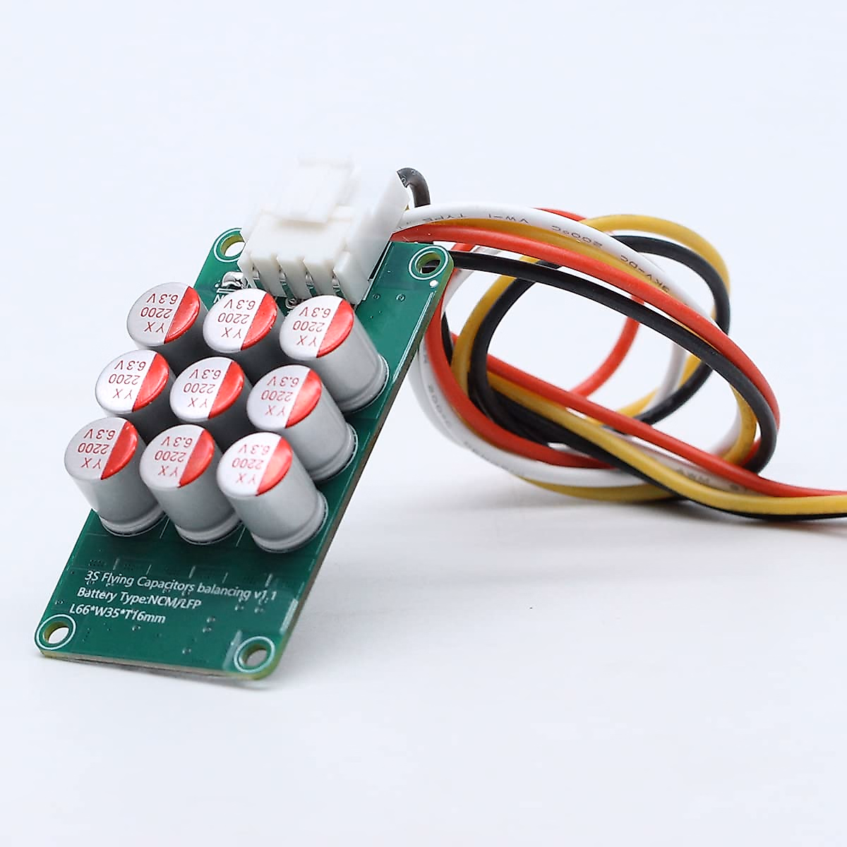 5A 3S 12V 12.6V Battery Active Equalizer BMS Balancer LFP Lifepo4 Lithium Lipo Li-ion Battery Energy Transfer Board Active Balance Equalization Module Capacitor Whole Group Balancer w/Silicone Cable