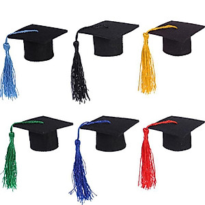 Operitacx 12 Pcs Bottle Toppers Doctoral Cap Tassel Wine Mini Graduation Caps for Cupcakes Drinker Bottle Topper Mini Graduation Hat Doctoral Cap with Tassels Brim Hat Miniature Preschool
