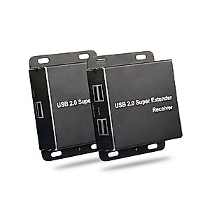 E-SDS USB Extender Over Cat5E/6 up to 196ft, USB2.0 Over Cat6 Cat5E Extender with 4 USB 2.0 Ports, Plug and Play, No Driver Needed Support All Operating System, Two Web Cameras Work Synchronously