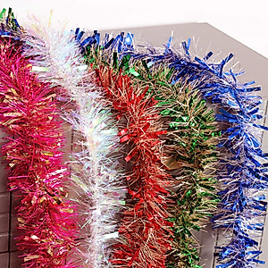 Super Holiday 4" Tinsel Twist Garland, 30Ft Artifical Garland for Christmas Tree, Decorations for 4th of July, Perfect Decoration for Holiday Wendding Birthday Party.(Pink/Gold)