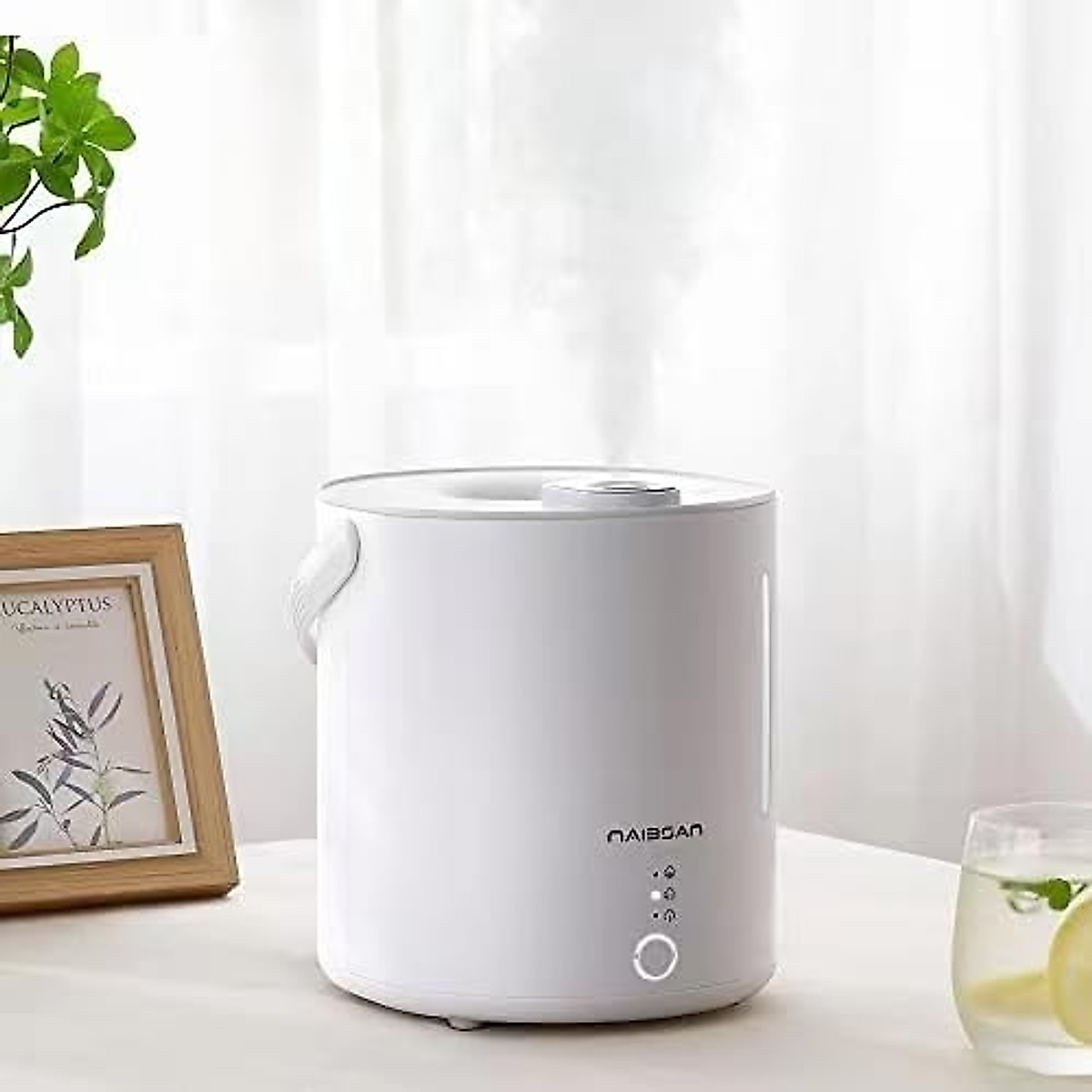 Naibsan Humidifiers for Bedroom, 2.8L Top Fill Cool Mist Humidifiers for Large Room, Quiet Ultrasonic Humidifiers with Essential Oil for Baby Nursery and Plant, Auto Shut-off & BPA-Free
