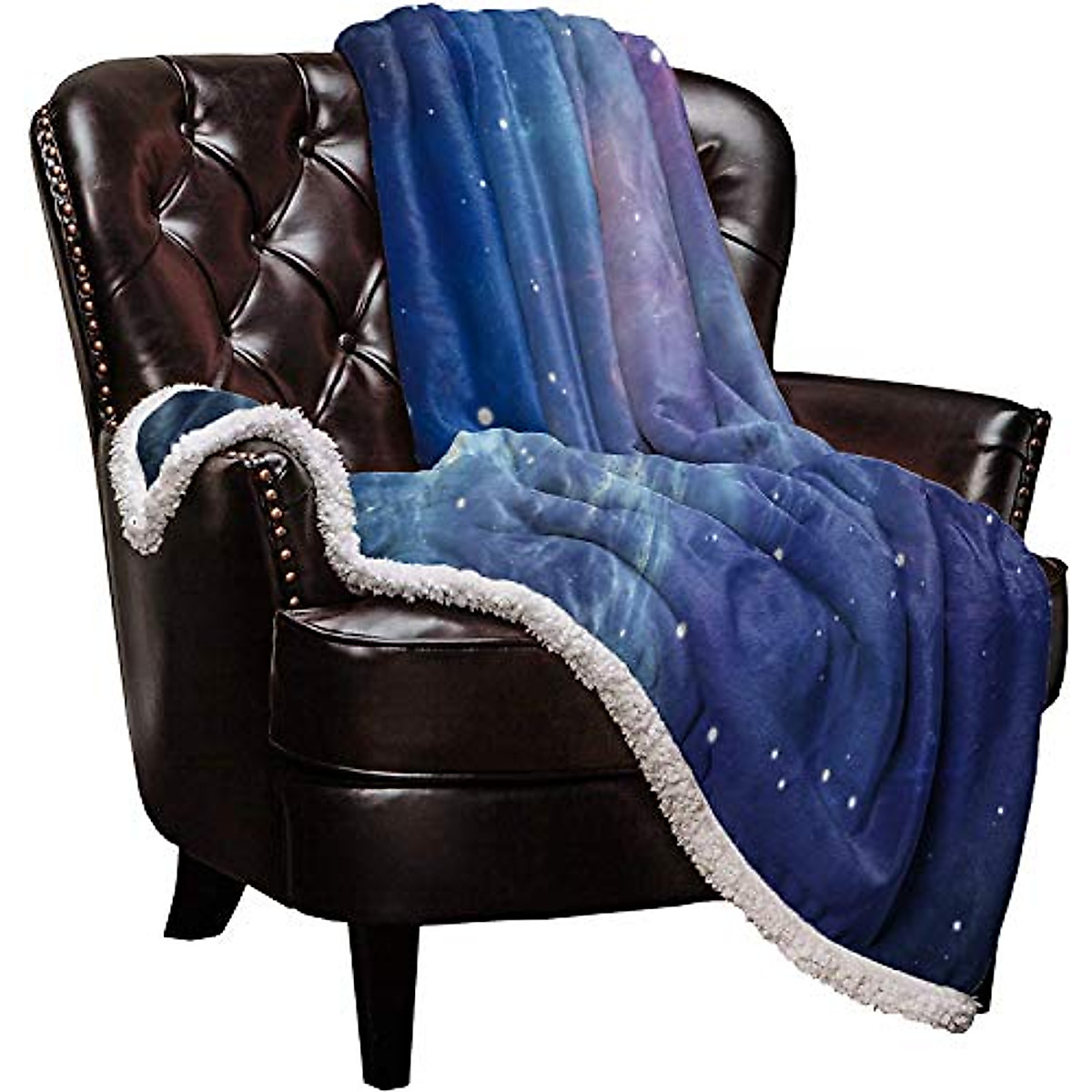 Yun Nist Sherpa Fleece Throw Blanket Astronomical Art Galaxy Nebula,Super Soft Luxury Reversible Blankets Warm Cozy Throws for Sofa Couch Bed Holiday Romantic Purple Starry Sky,60x80inch