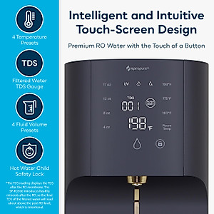 SpiroPure SP-RO500 Instant Hot Countertop RO System with Remineralization, MineralPlus Alkaline Reverse Osmosis Water Filter with UV Purification