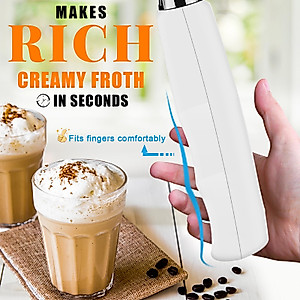 YUSWKO Rechargeable Milk Frother Handheld with 3 Heads, Cream Coffee Electric Whisk Drink Foam Mixer, Mini Hand Stirrer with 3 Speeds Adjustable for Latte, Cappuccino, Hot Chocolate, Egg