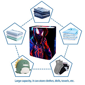 LICHWEST For Spiderman Foldable Clothes Organizer Laundry Basket Toy Organizer with Support Rods - Waterproof 60L Capacity Hamper for Clothes, Toys, and More, White