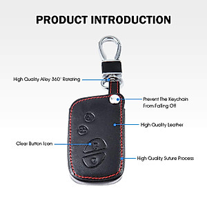 Partol Key Fob Case for Lexus Leather Keyless Entry Remote Control Key Fob Cover Case Replacement Fit Lexus ES300 ES330 ES350 RX350 RX300 IS300 IS250 GX470 GX460 lS460 GS300 GS400 GS350 NX GX
