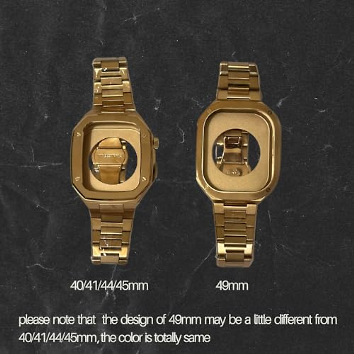 High-end Luxury Stainless Steel Metal Watch Case with Band Compatible with Apple Watch Band Series 4 5 6 7 8 Ultra 40mm 41mm 44mm 45mm 49mm for Women Men