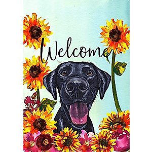 Black Labrador - Hippie Hound Studios Welcome Garden Flag