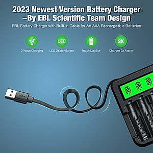 EBL 20-Counts AA Rechargeable Batteries and 8 Bay Newest Version LCD Battery Charger