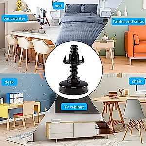 WEICHEN 4 Pack Adjustable Furniture Leveling Feet for Cabinets Sofas Chairs, 3/8"-16 Thread Heavy Duty Adjustable Table Feet Levelers Large with Cushioned Felt Pads, Black