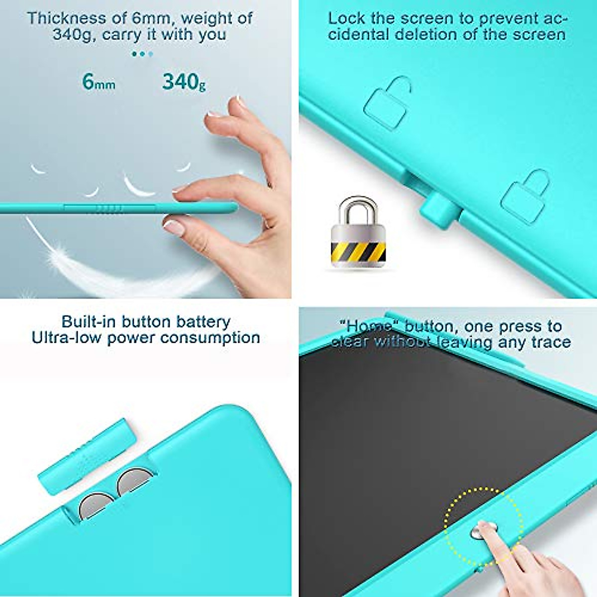 Deecam LCD Writing Tablet Doodle Board, 15inch Large Screen Drawing Pad, Electronic Graphics Tablet Doodle and Scribbler Board Toy Sketch Board Drawing Pad for Kids Boys Girls Adults (Blue)