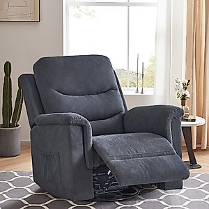 Consofa Swivel Rocker Recliner, Swivel Rocker Recliner Chairs for Adults, Manual Rocking Recliner Chair, 360 Degree Swivel Glider Recliner Chair, Overstuffed Manual Rocking Recliner for Living Room