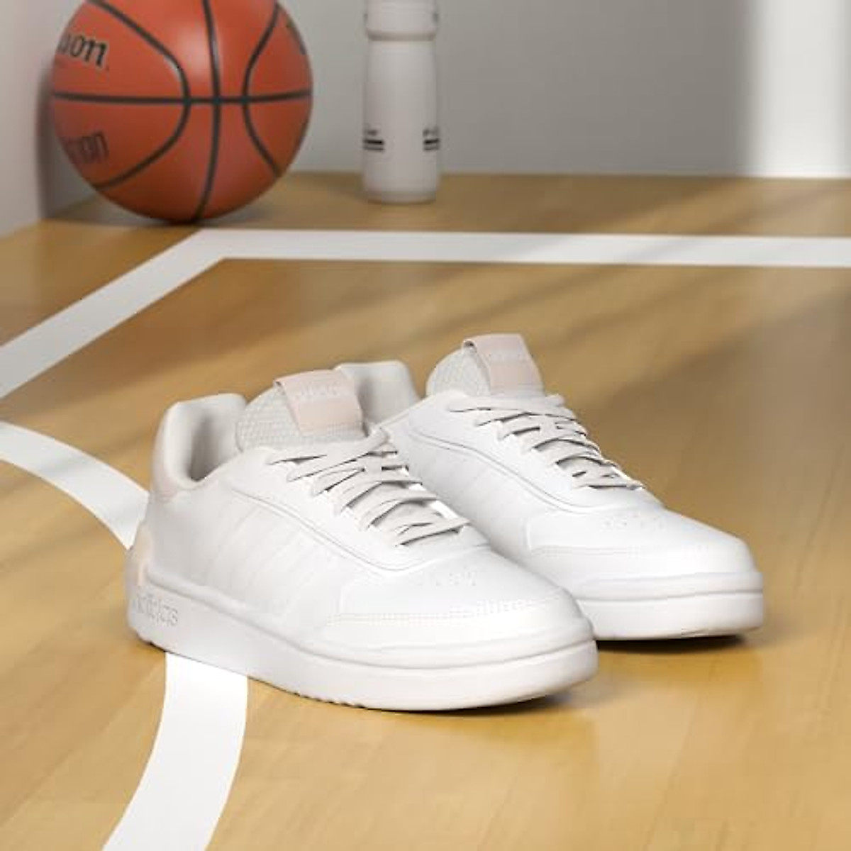 adidas Women's Postmove Basketball Shoe, White/White/Chalk White, 10