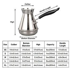 Turkish Coffee Pot Stainless Steel Milk and Coffee Warmer Chocolate and Butter Melting Pot with Heat Resistant Handle (L (21oz))