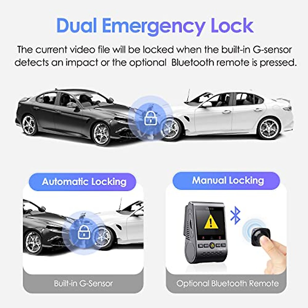 VIOFO Dash Cam Front and Rear 2K 1440P 60fps +1080P 30fps Dual Dash Camera with Wi-Fi GPS, Emergency Recording, Motion Detection, 24h Parking Mode, Super Capacitor (A129 Plus Duo)