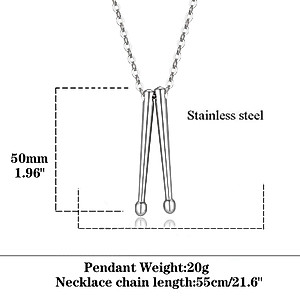AZFVBQL Rock Drumstick Pendant Necklace for Men Drummer Gifts Stainless steel Cross Drum Stick Necklaces